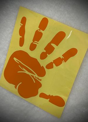 Large Orange Hand Print Vehicle Decal